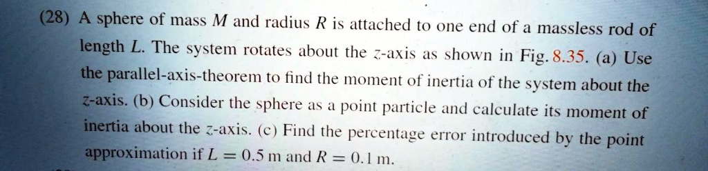 28 a sphere of mass m and radius r is attached to one end of a massless ...