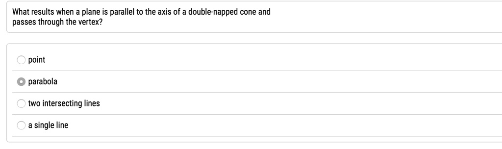 SOLVED: What results when a plane is parallel to the axis of a double ...
