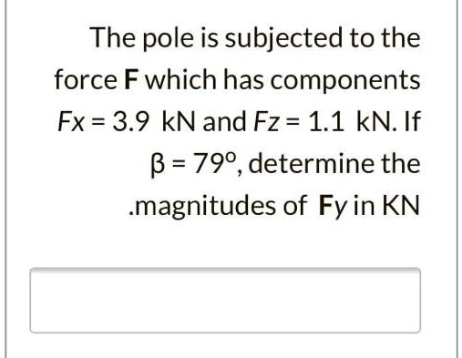 SOLVED: The pole is subjected to the force F which has components Fx ...