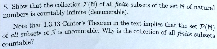 Solved 5 Show That The Collection Fn Of All Finite Subsets Of The 4016