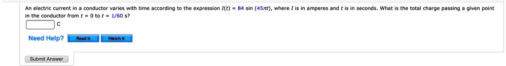 SOLVED:An electric current canductor Varics Uitn timc according te ...