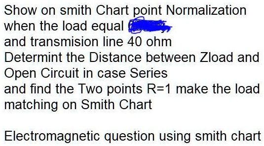 SOLVED: Load (24+23J) Show on Smith Chart point Normalization when the ...