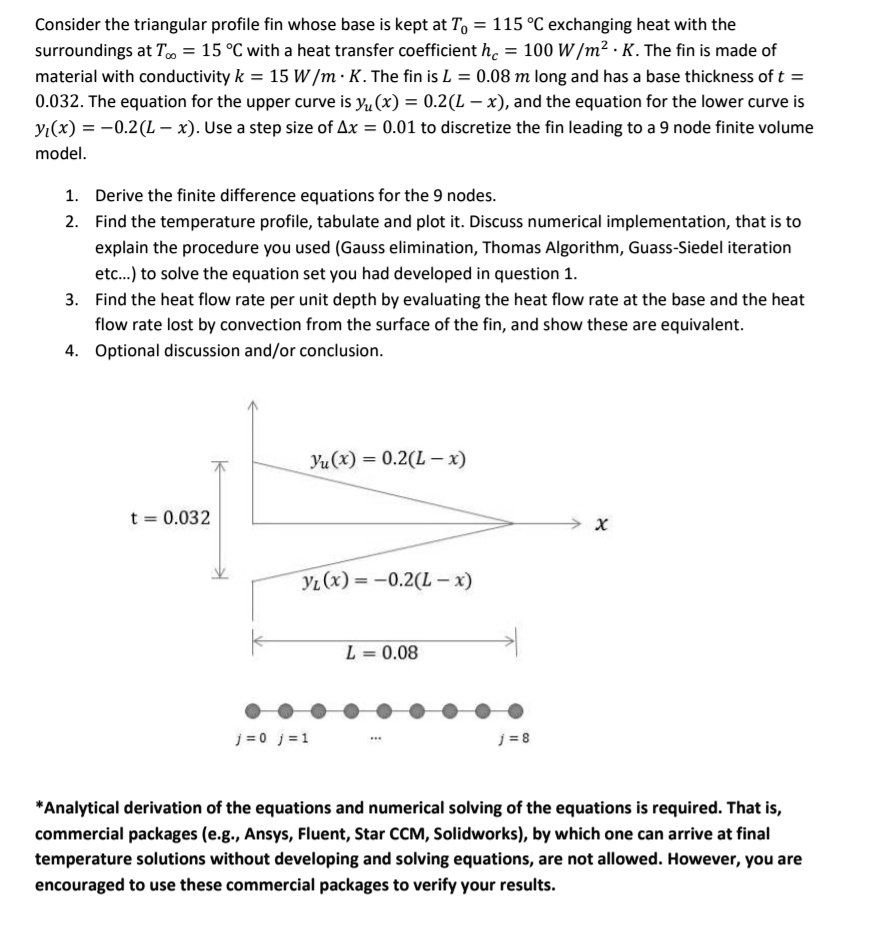 SOLVED: Consider the triangular profile fin whose base is kept at To ...