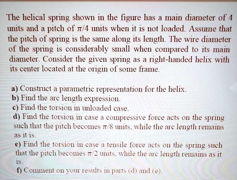 the helical spring shown in the figure has main diameter of 4 units and ...