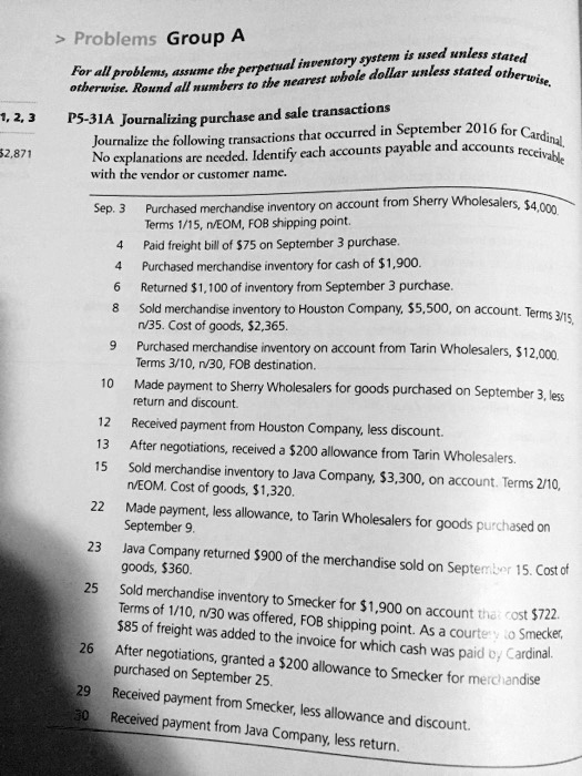 Problems Group A 1, 2, 3 2,871 with the vendor or customer name. Sep. 3 ...