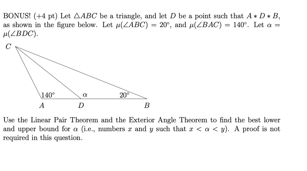 BONUS! (+4 pt) Let ABC be a triangle, and let D be a point such that A ...