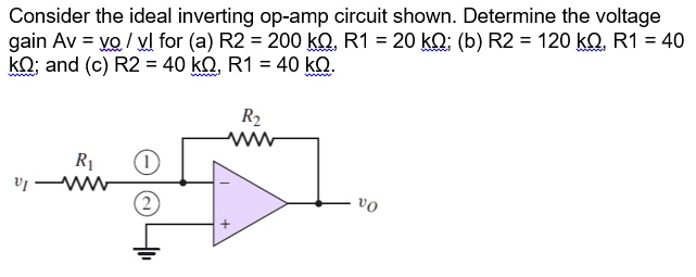 Consider the ideal inverting op-amp circuit shown. Determine the voltage gain Av = (vo)/(vl) for ...