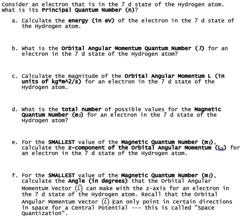 Solved Consider An Electron That Is In The D State Of The Hydrogen Atom