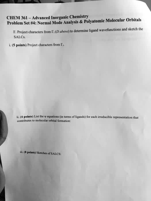 Solved Chem 361 Advanced Inorganic Chemistry Problem Set 4 Normal