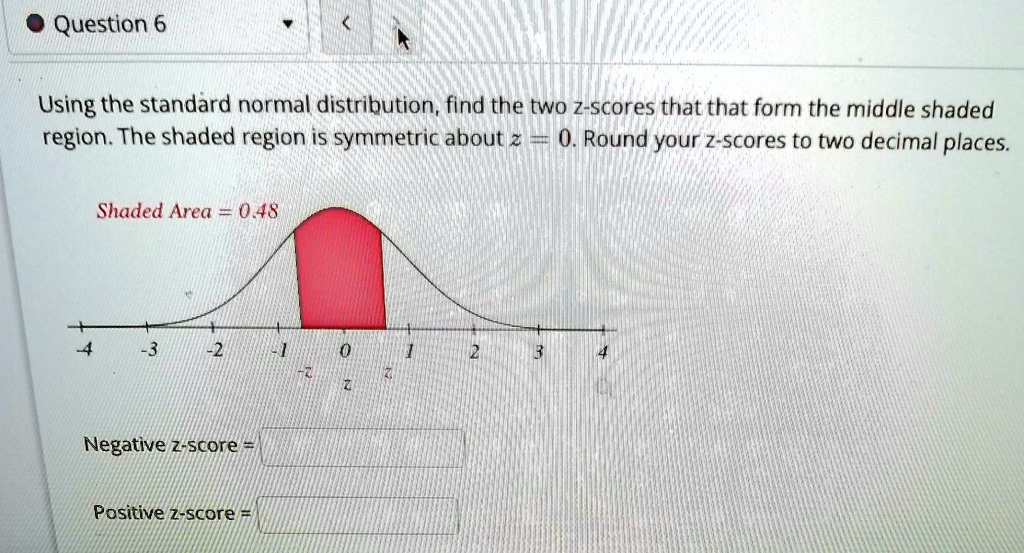 SOLVED: Question 6 Using the standard normal distribution, find the two z-scores that that form ...