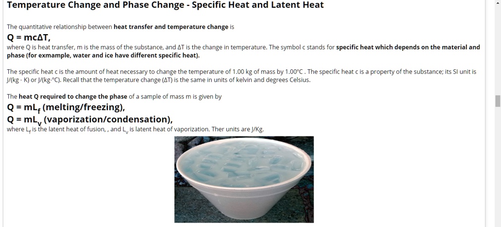 SOLVED: Temperature Change and Phase Change Specific Heat and Latent ...