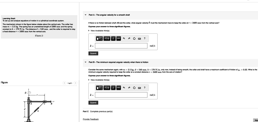 SOLVED: Learning Goal: To set up and analyze equations of motion in a ...