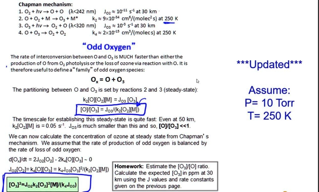 Chapman mechanism: 1. O2 + hv? O+O