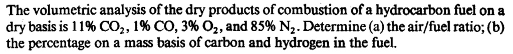The volumetric analysis of the dry products of combustion of a ...