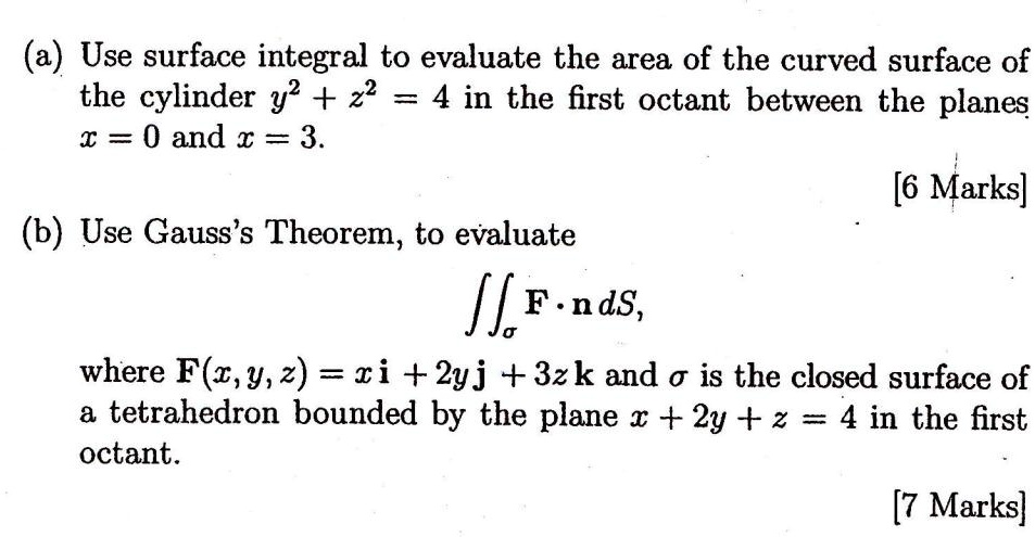 SOLVED: (a) Use surface integral to evaluate the area of the curved surface of the cylinder y^2 ...