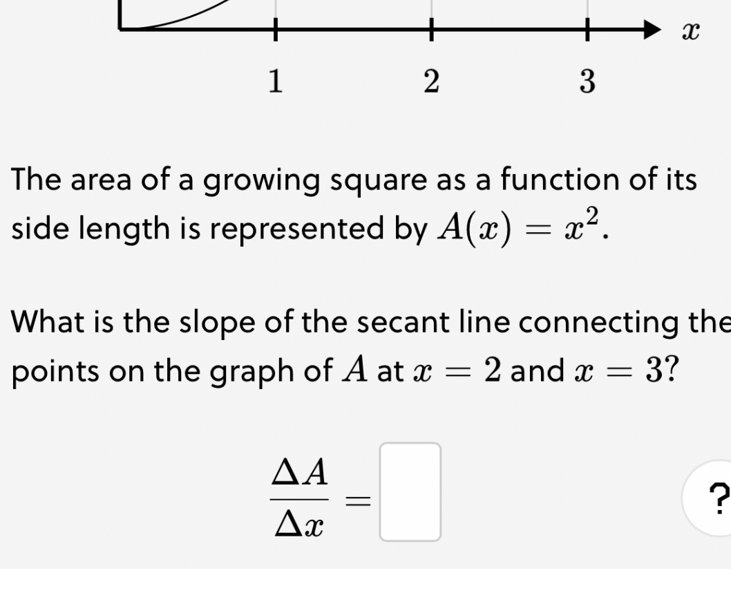 SOLVED: The area of a growing square as a function of its side length ...