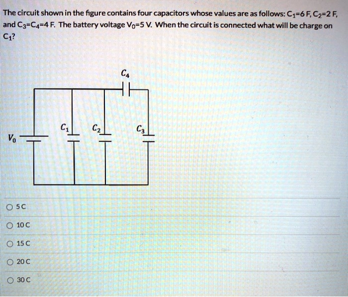 SOLVED: The ' circuit shown in the figure contains four capacitors whose values are as follows ...