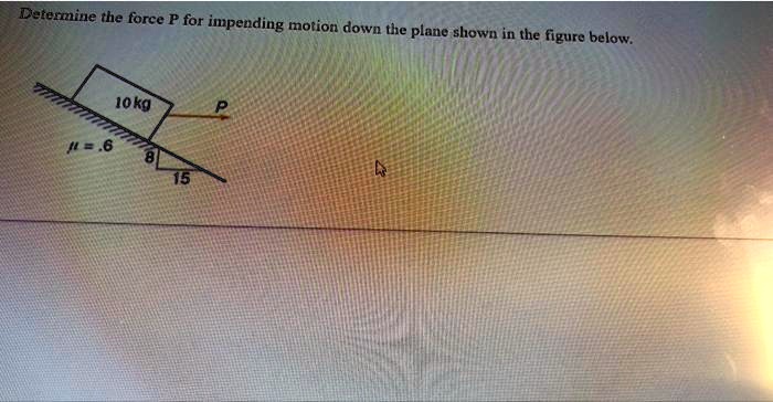 Solved Determine The Force P For Impending Motion Down The Plane Shown