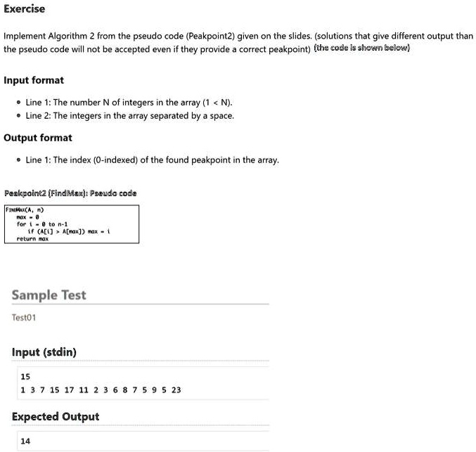 Solved Programming Task Language Java Exercise Implement The Algorithm From The Pseudo Code