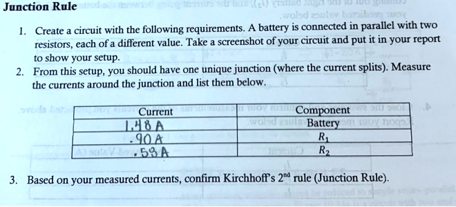 SOLVED:Junction Rule Create circuit with the following requirements. A ...