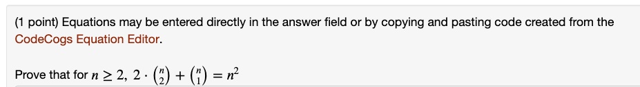 (1 point) Equations may be entered directly in the answer field or by ...