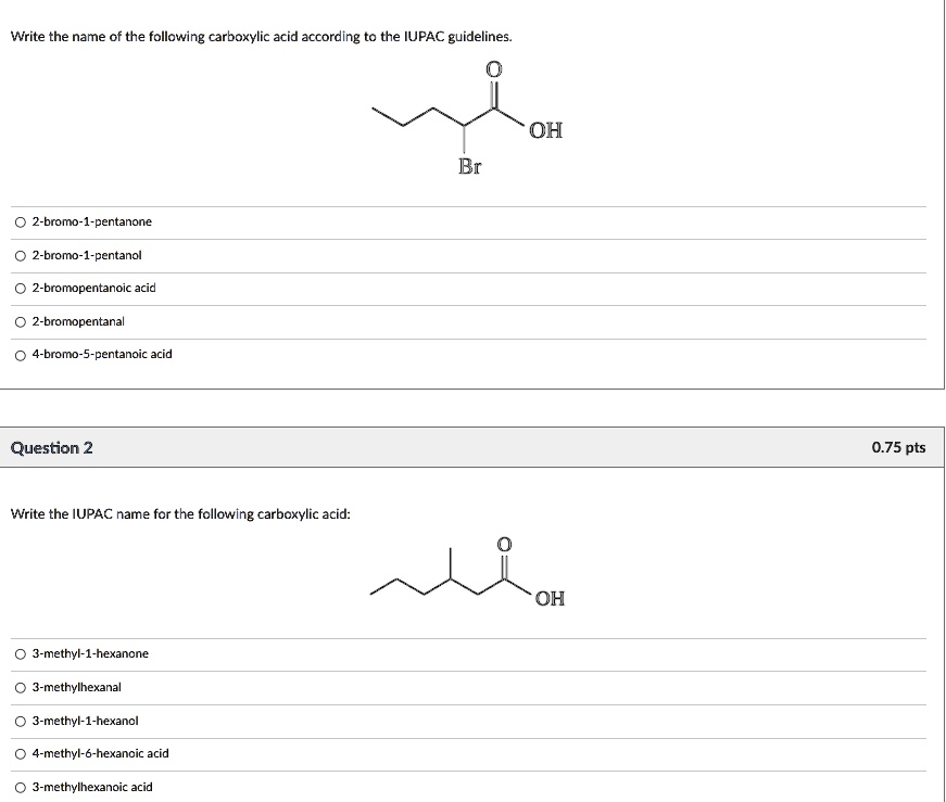 Write The Iupac Names Of The Following Carboxylic Acids
