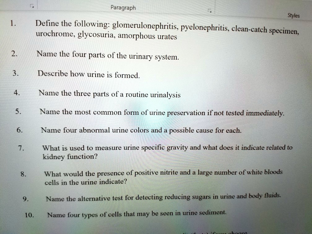 paragraph styles define the following glomerulonephritis pyelonephritis ...