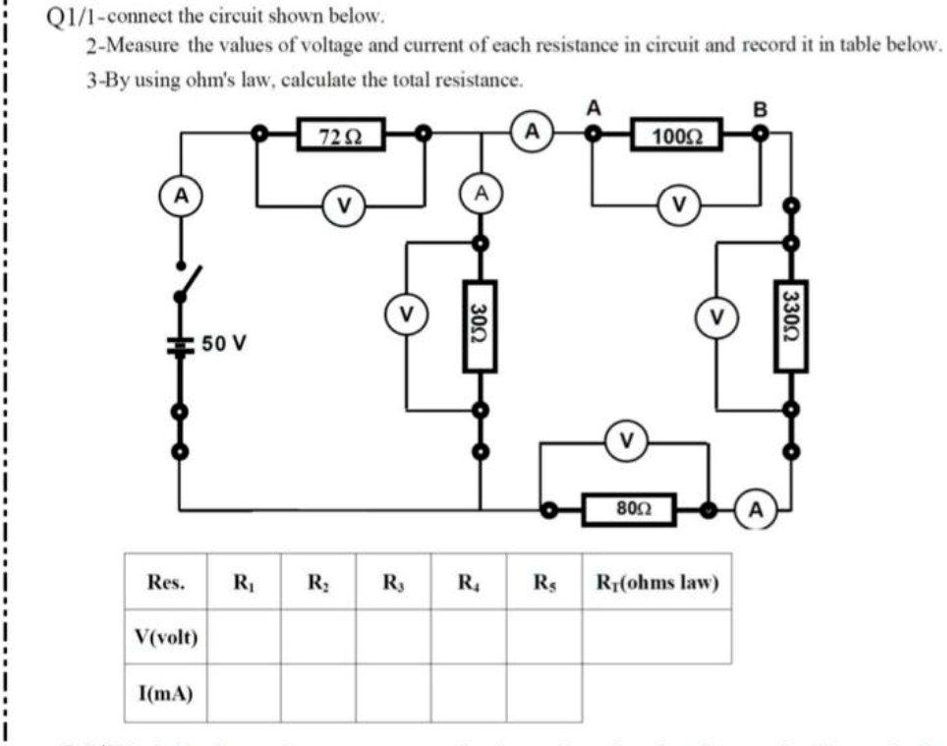 SOLVED: Use any program to draw and measure voltage and current. Q1 ...