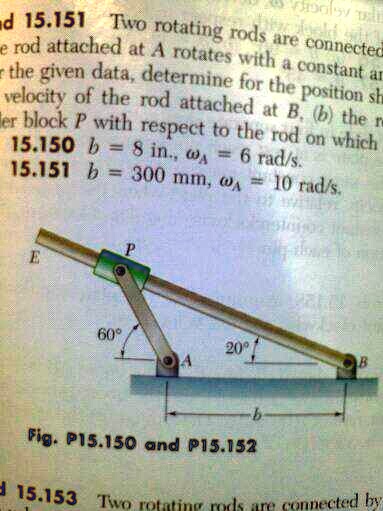 SOLVED: Two rotating rods are connected by a slider block P. The rod ...
