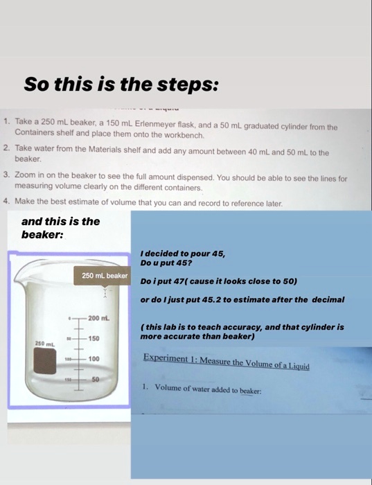 so this is the steps take 250 ml beaker 150 ml erlenmeyer ilask and 50 ...