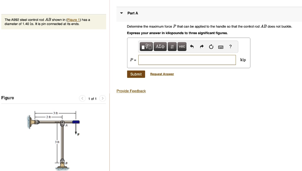 SOLVED: The A992 steel control rod AB shown in Figure 1 has a diameter ...