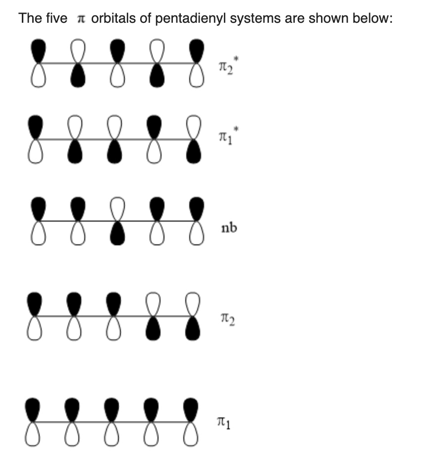 SOLVED:The fivve T orbitals of pentadienyl systems are shown below: T2 ...