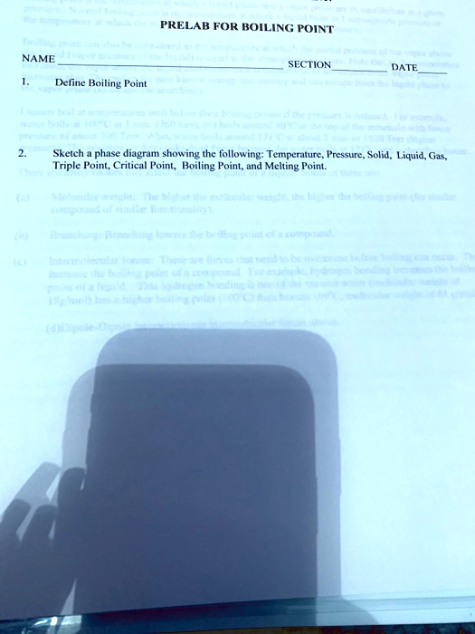 SOLVED: PRELAB FOR BOILING POINT NAME SECTION DATE Deline Boiling Point Sketch phase diagram ...