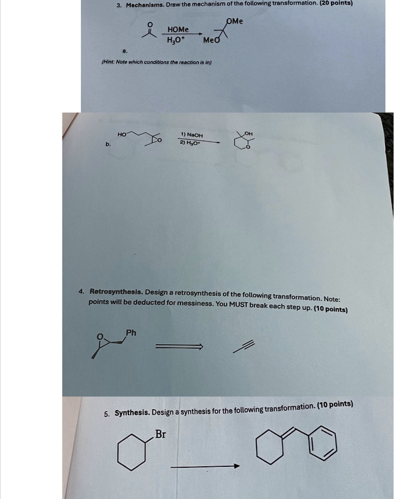 for a b in question 3 draw mechanisms for the following transformations ... for a b in question 3 draw mechanisms for the following transformations ...