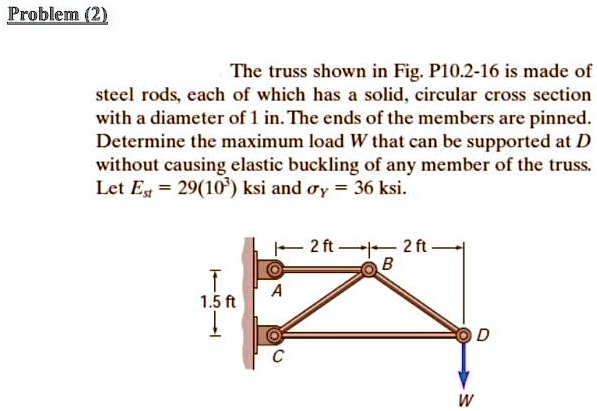 Problem (2) The truss shown in Fig. P10.2-16 is made of steel rods ...