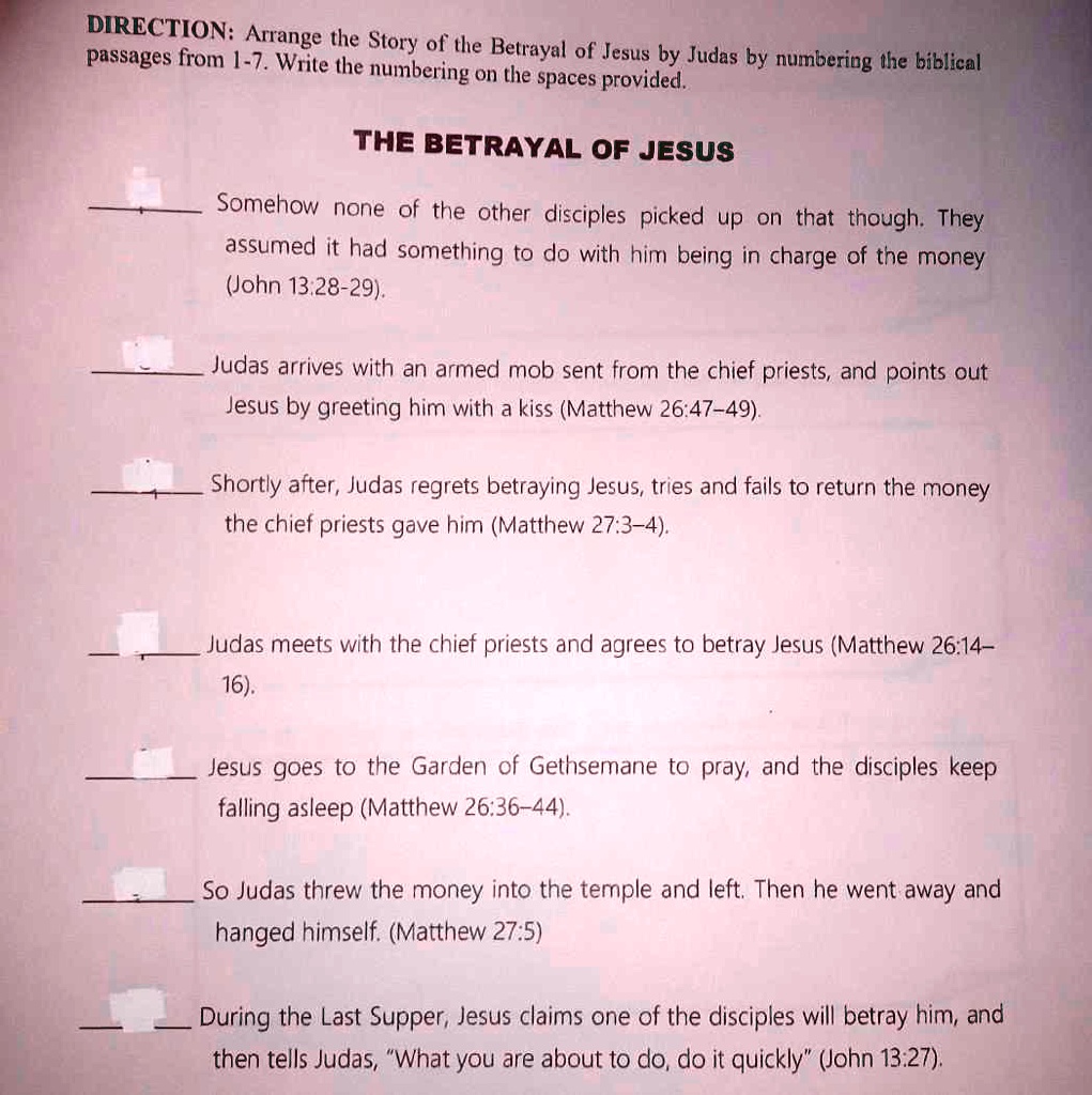 SOLVED: DIRECTION: From the Arrange Story passages, the numbering of ...