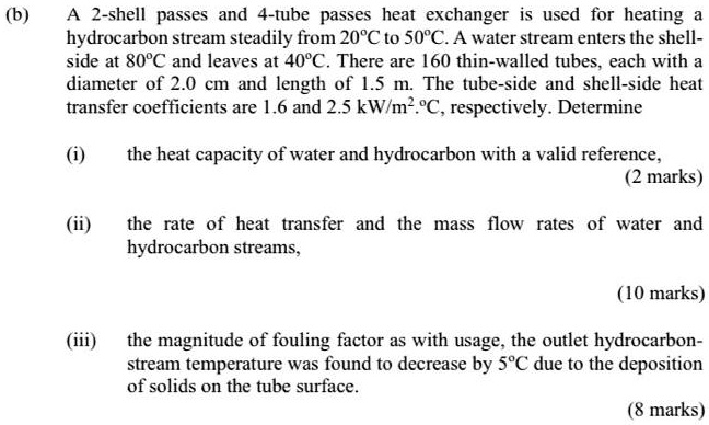 SOLVED: The plate is glass. (b) A 2-shell passes and 4-tube passes heat ...