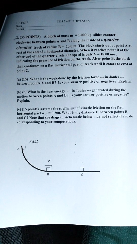 SOLVED: TEST AU '17 PHYSICS 44 A07 cciU block of mass m 0uO kg slides ...