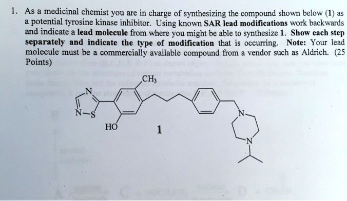 As a medicinal chemist you are in charge of synthesizing the...