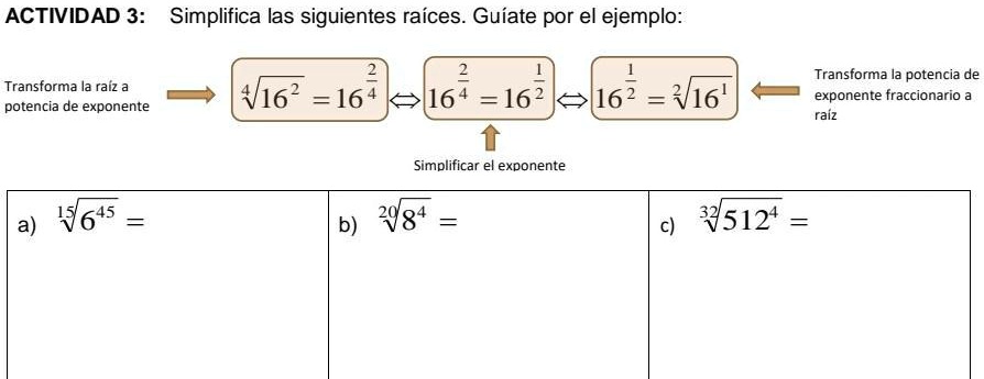 SOLVED: solo necesito la a mas no la b y c ACTIVIDAD 3: Simplifica las ...
