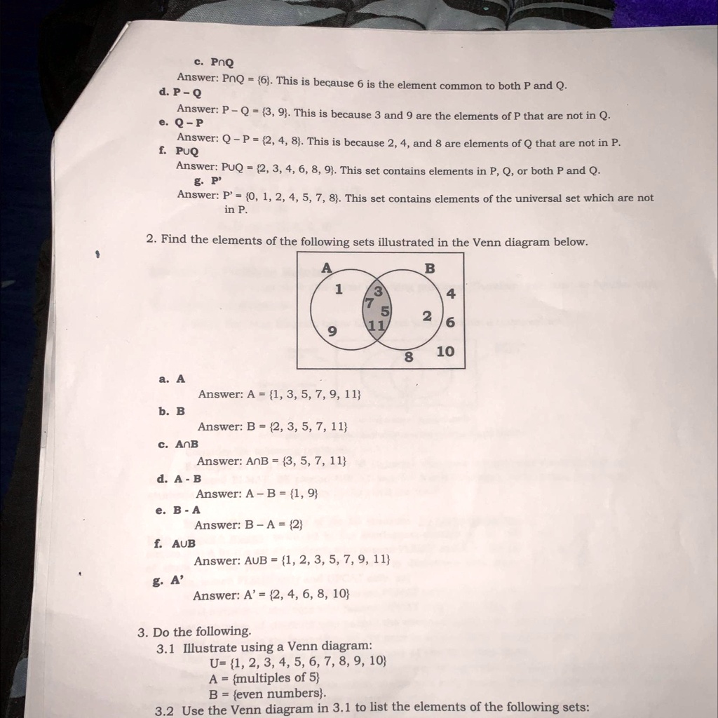 SOLVED: "2. Find the elements of the following sets illustrated in the ...