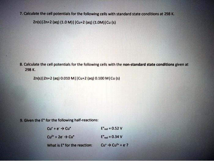 SOLVED: Calculate the cell potentials for the following cells with ...