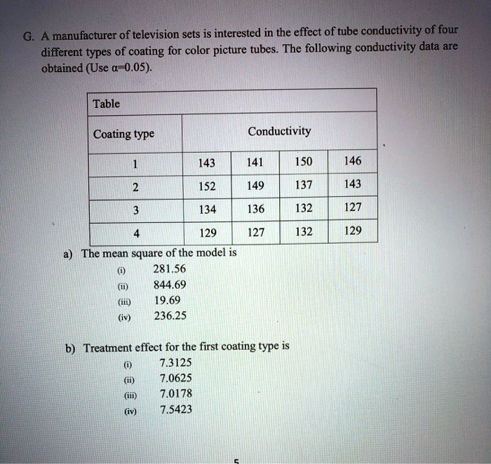 SOLVED: A manufacturer of television sets is interested in the effect ...