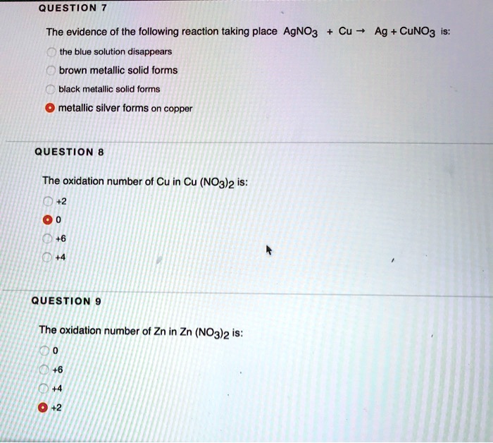 SOLVED:QuesTion The evidence of the following reaction taking place ...
