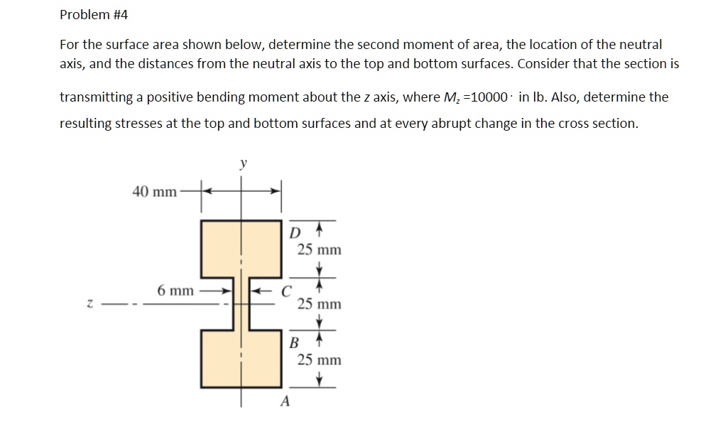 Problem #4 For the surface area shown below, determine the second ...