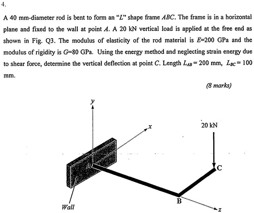 SOLVED: A 40 mm-diameter rod is bent to form an L-shaped frame ABC. The ...