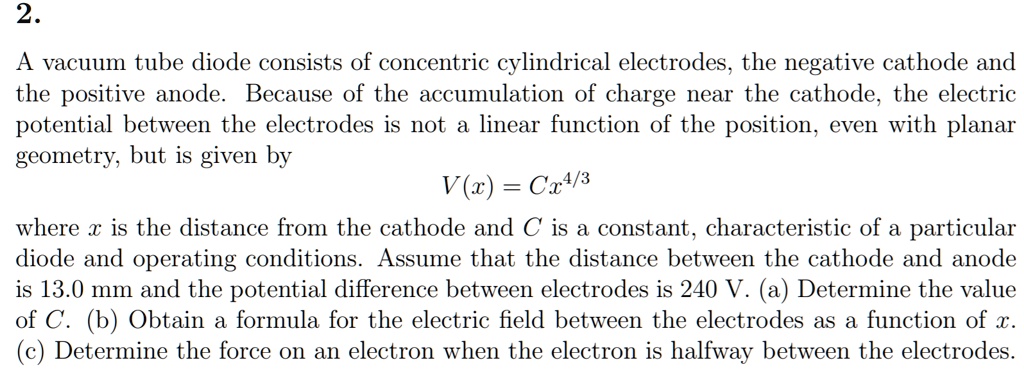 SOLVED: 23 A vacuum tube diode consists of concentric cylindrical ...