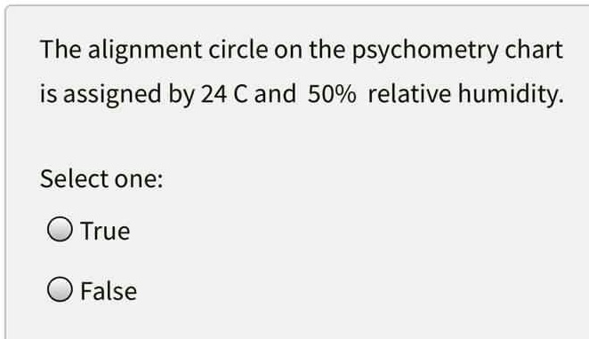SOLVED: The alignment circle on the psychrometry chart is determined by 24Â°C and 50% relative ...