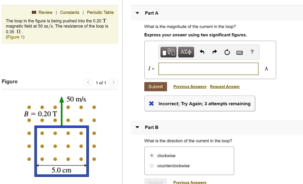 review constants periodic table part a the loop in the figure is being pushed into the 020 t ...