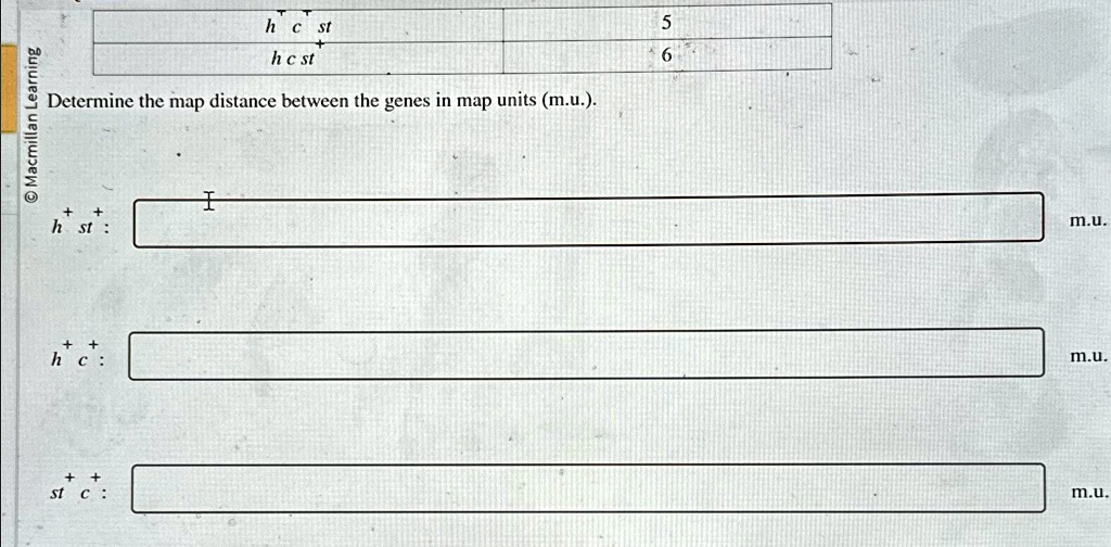 Table: | h^(TT)c^(TT)st | 5 | | hcst | 6 | Determine the map distance ...